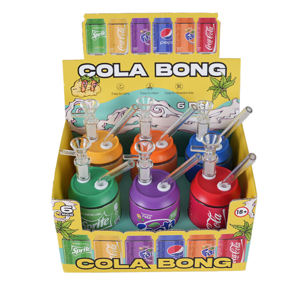 5 INCH SODA CAN GLASS WATER PIPE 6CT/DISPLAY - ASSORTED