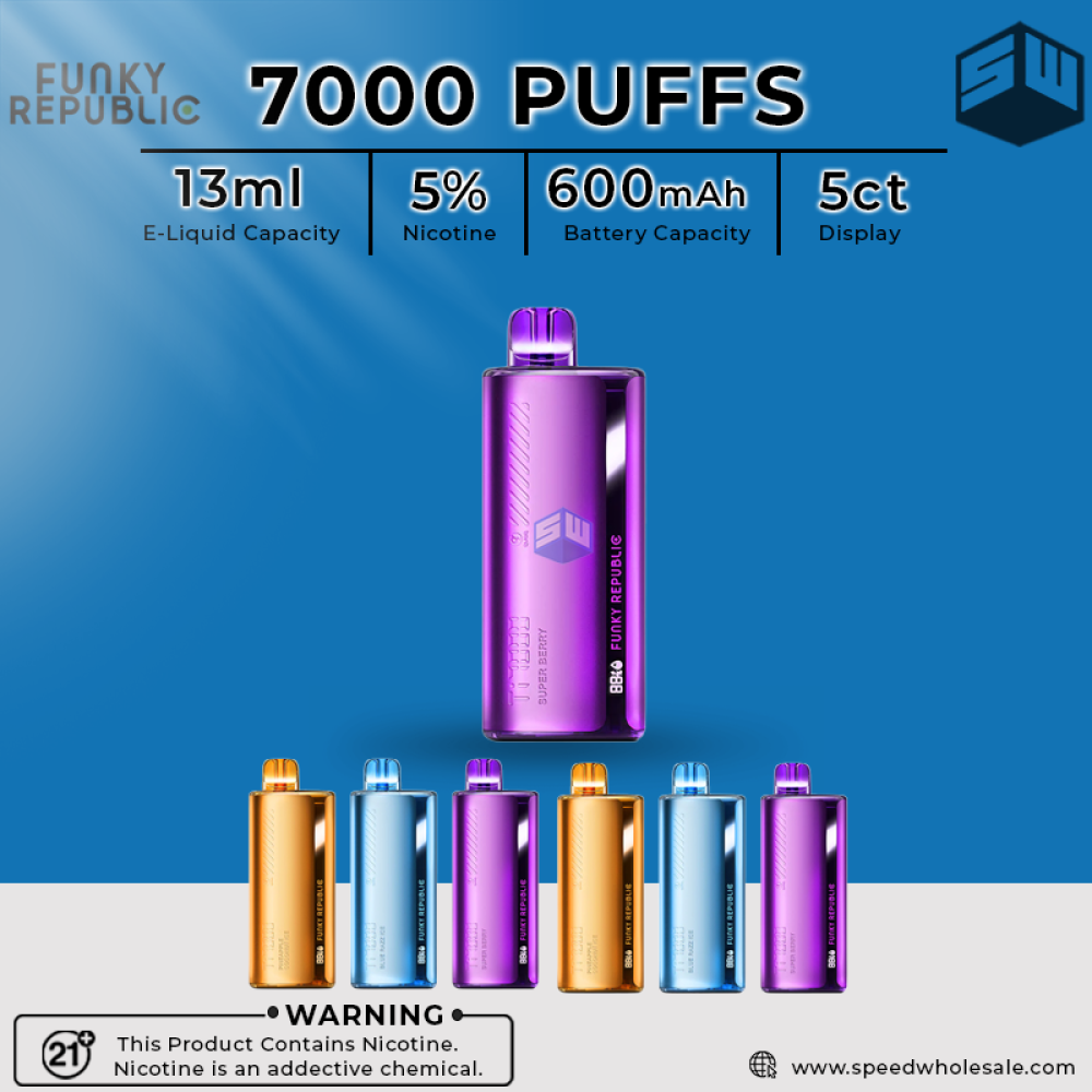 Funky Republic TI7000 Puffs Disposable Vape 5ct | Speed ...